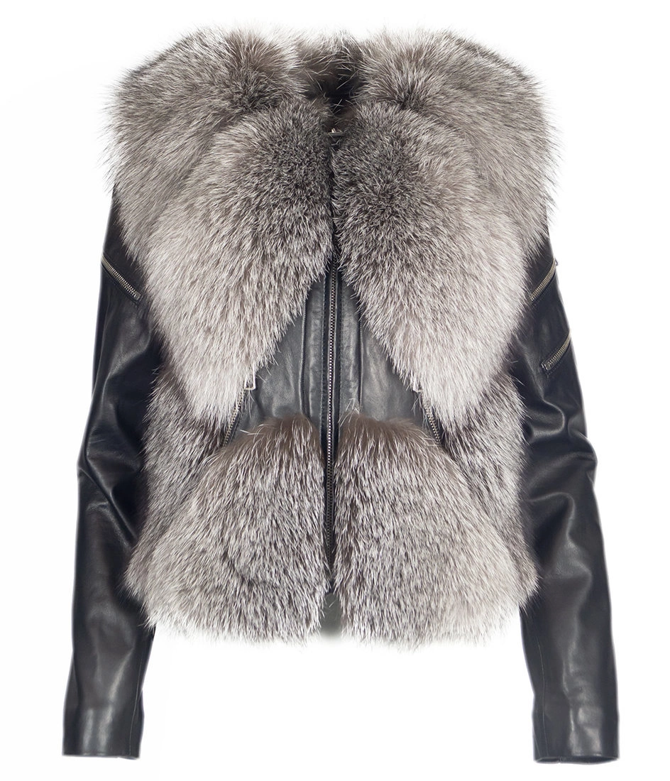 Ciepła Kurtka Futerko z lisa damskie z zamkami na rękawach Bukowski ...