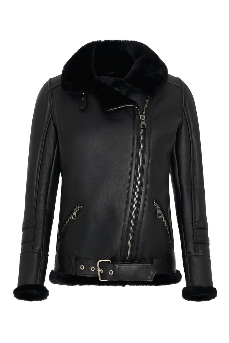 Kożuchowa ramoneska "Tamara" zapinana na zamek - czarny | Sklep TMC ...