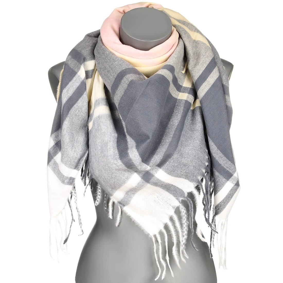 Szary Duży Szalik Damski bawełniany ciepły modny AX-114 - szary, srebrny || grey | sklep ...