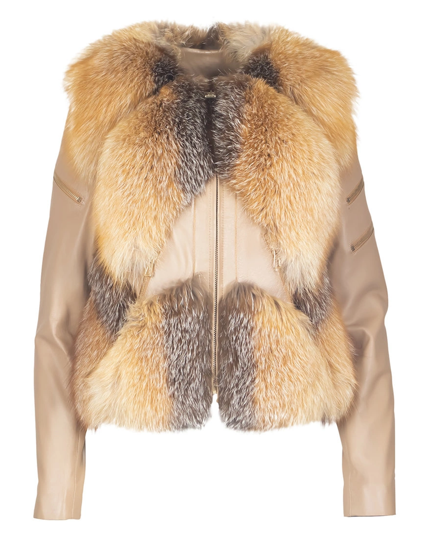 Ciepła Kurtka Futerko z lisa damskie z zamkami na rękawach Bukowski ...