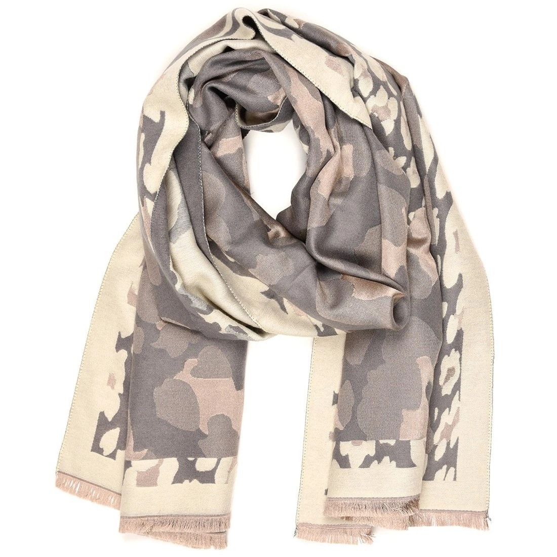 Szary Duży Szalik Damski bawełniany ciepły chusta oryginalna AX-105 - grey || szary, srebrny ...