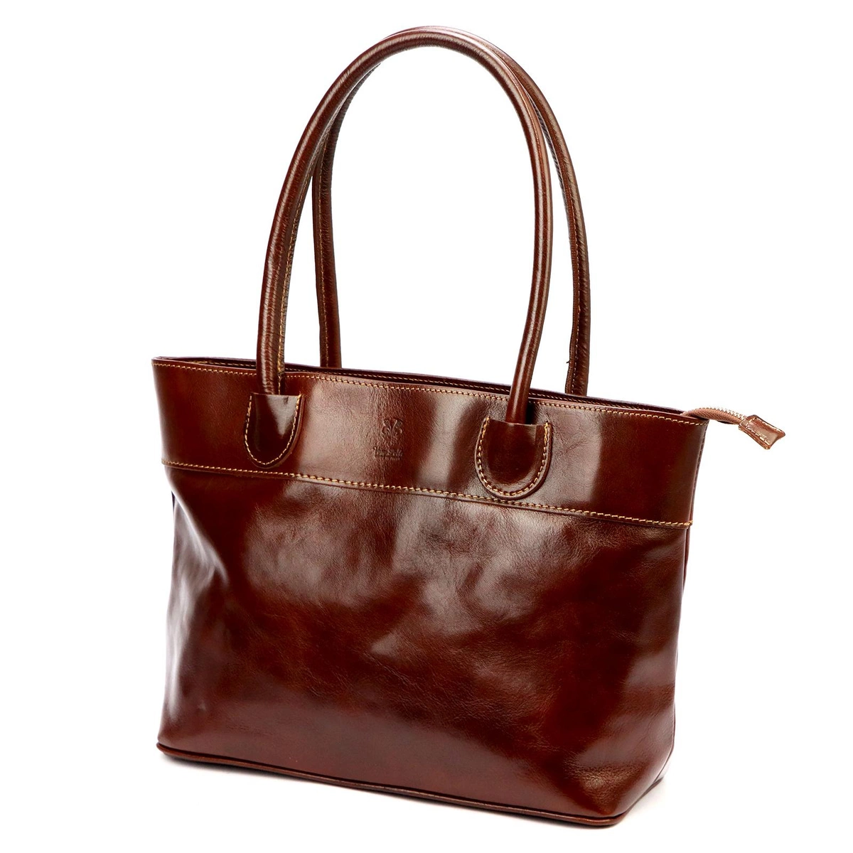 Skórzana duża elegancka damska shopperbag na ramię - brązowy | Sklep TMC Galanteria