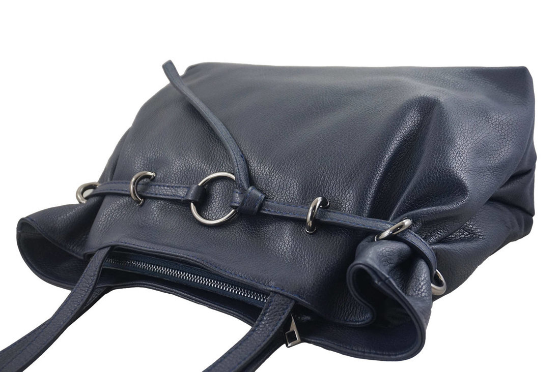 Duże torebki skórzane na ramię - Granatowe - granatowy | sklep ...