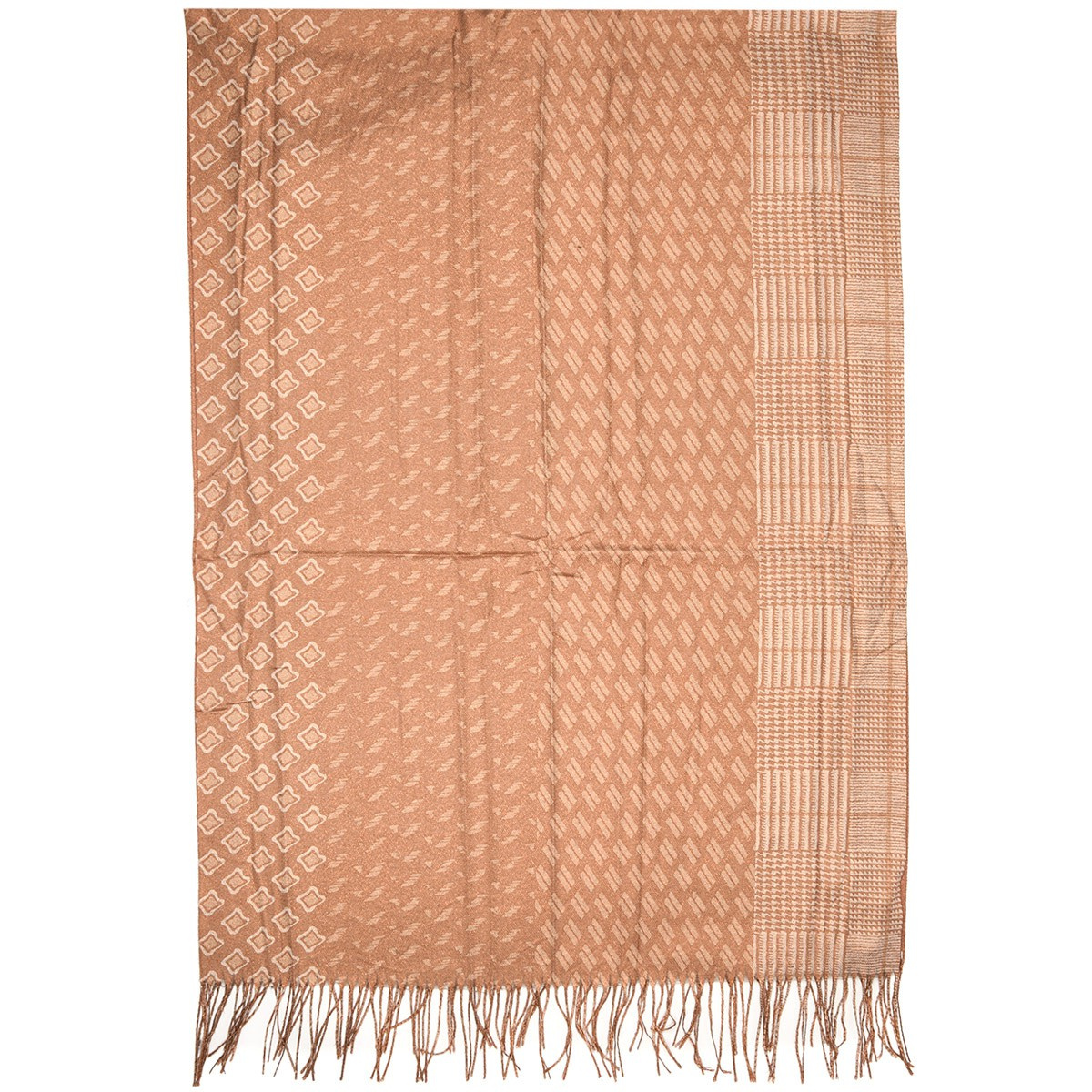 Beżowy Duży Szalik Damski dwustronny ze złotą nitką ciepły modny szal AX-92 - Beige | sklep ...