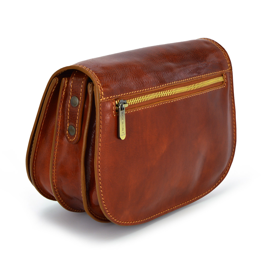 Listonoszka skórzana półksiężyc klasyczna torebka - karmelowy | sklep ...