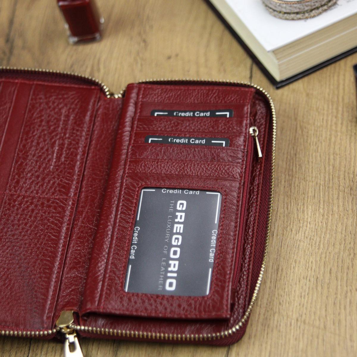 Skórzany damski portfel Gregorio FS-119 - ciemny czerwony | sklep ...