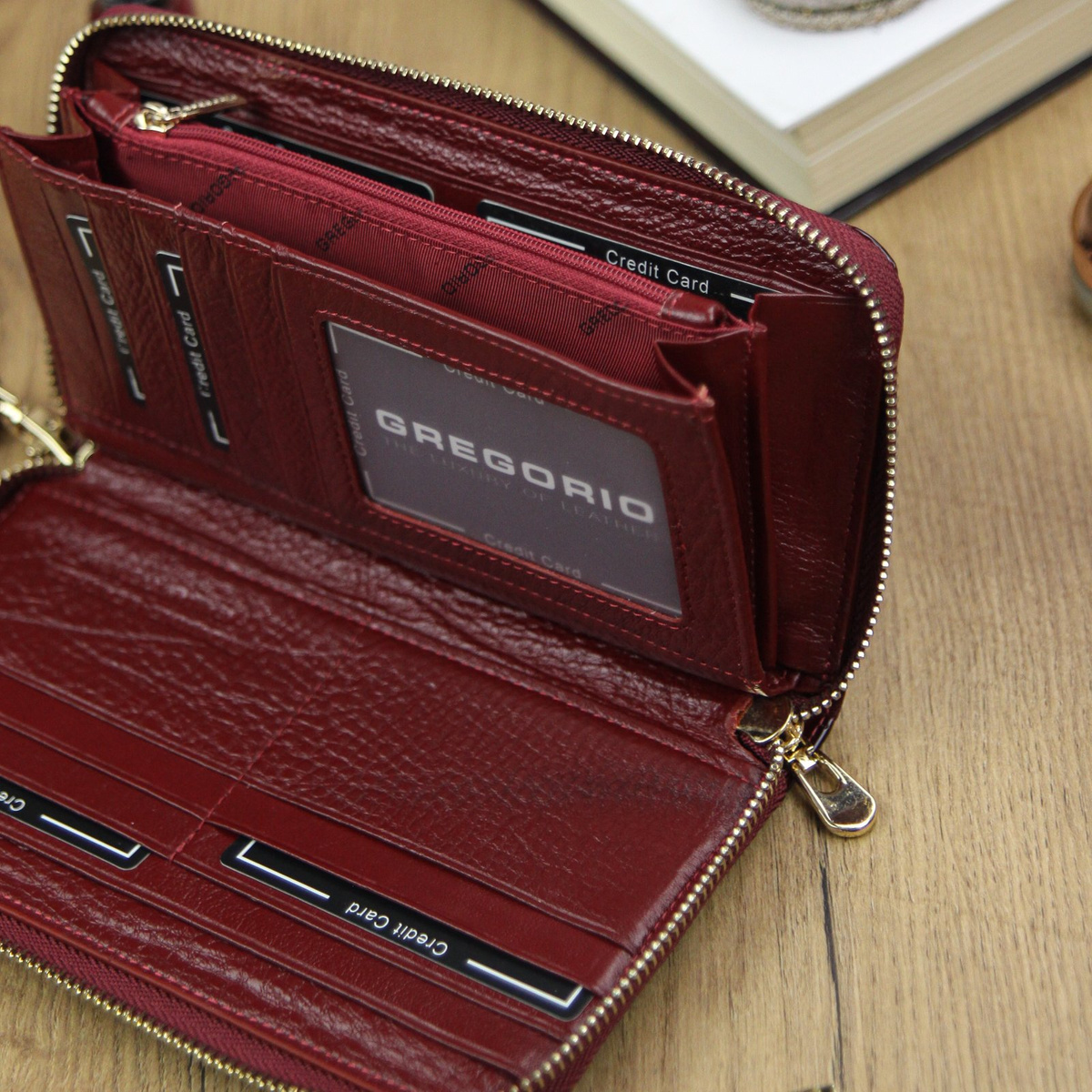 Skórzany damski portfel Gregorio FS-119 - ciemny czerwony | sklep ...