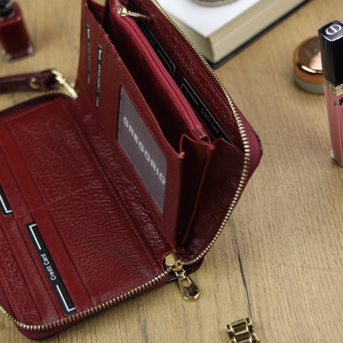 Skórzany damski portfel Gregorio FS-119 - ciemny czerwony | sklep ...