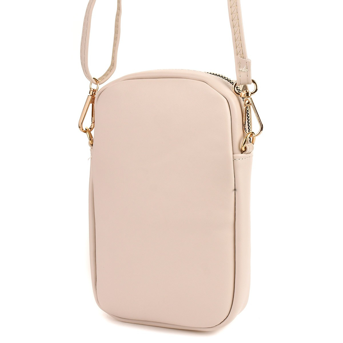 Torebka damska na telefon mini listonoszka z klapą na ramię jasny beż ...