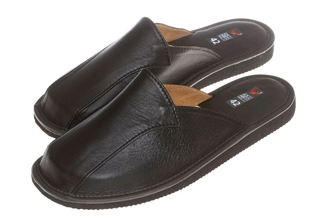 Zabudowane kapcie wygodne pantofle męskie skórzane - | sklep ...